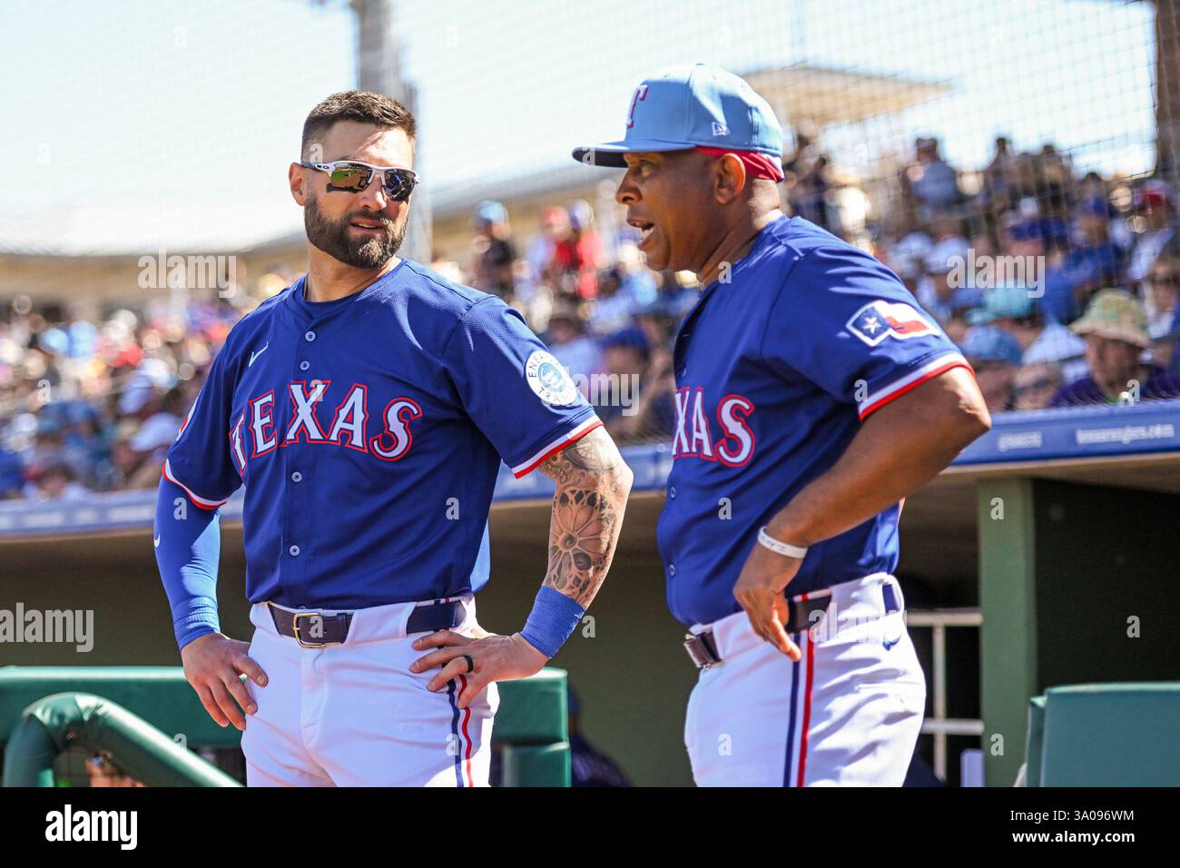 Surprise, United States. 02nd Mar, 2025. Texas Rangers third base coach ...