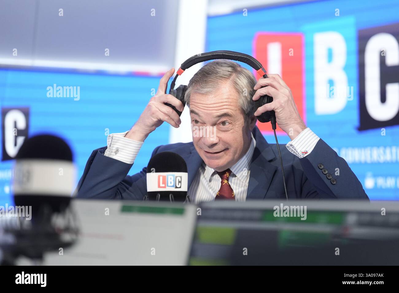 Reform UK leader Nigel Farage during an appearance on LBC's Nick ...