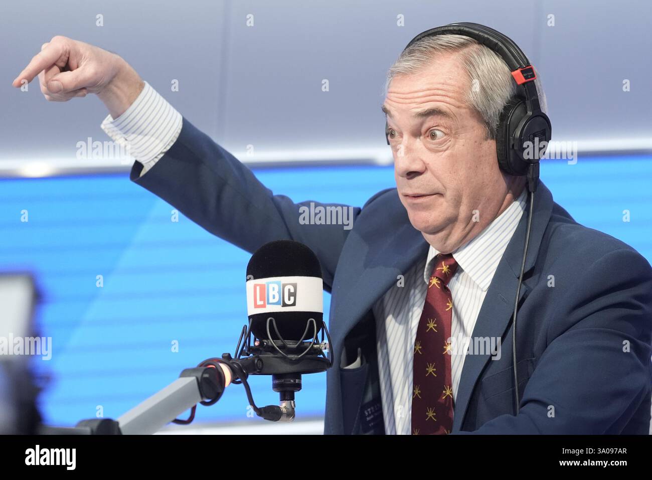 Reform UK leader Nigel Farage during an appearance on LBC's Nick ...