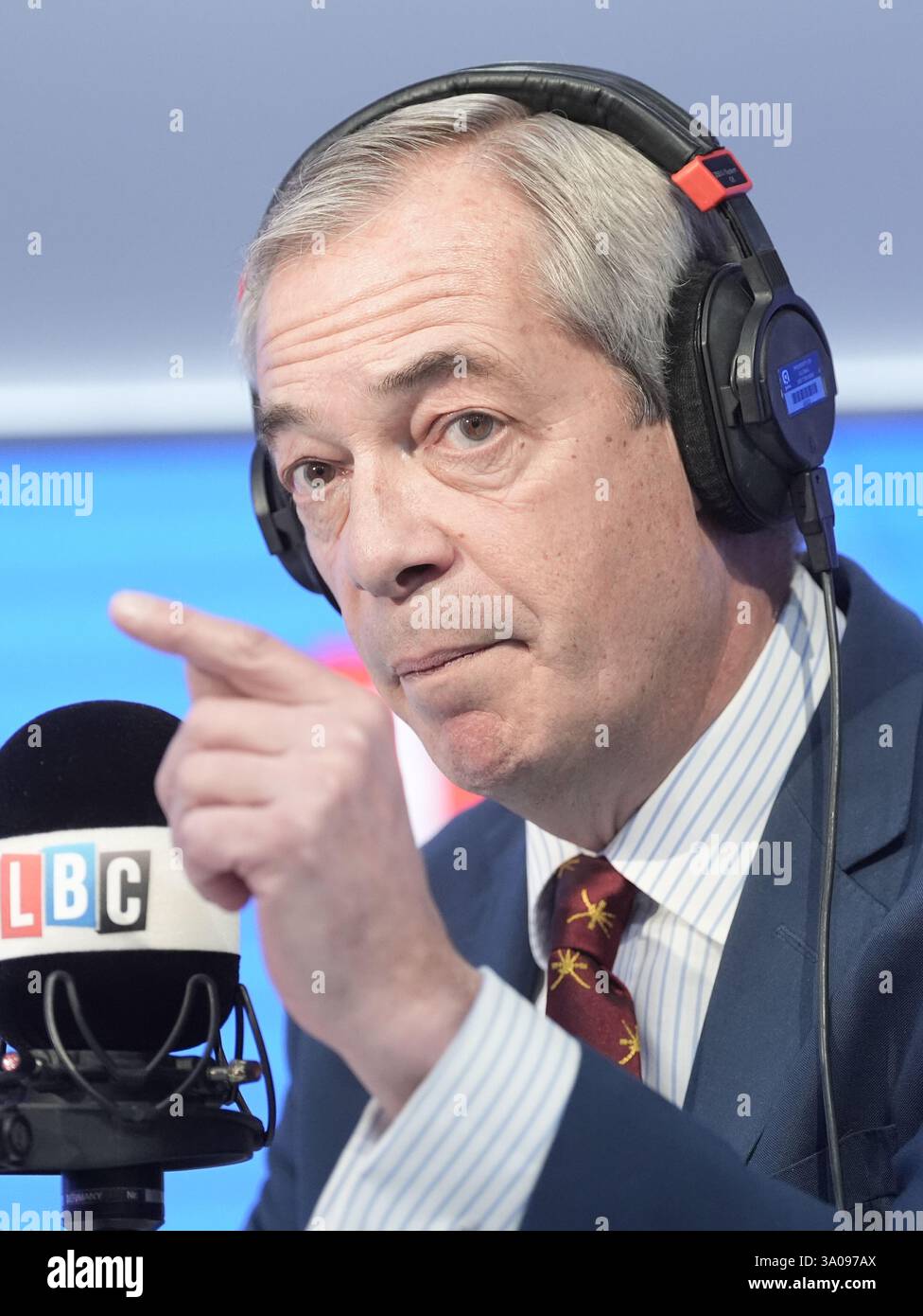 Reform UK leader Nigel Farage during an appearance on LBC's Nick ...