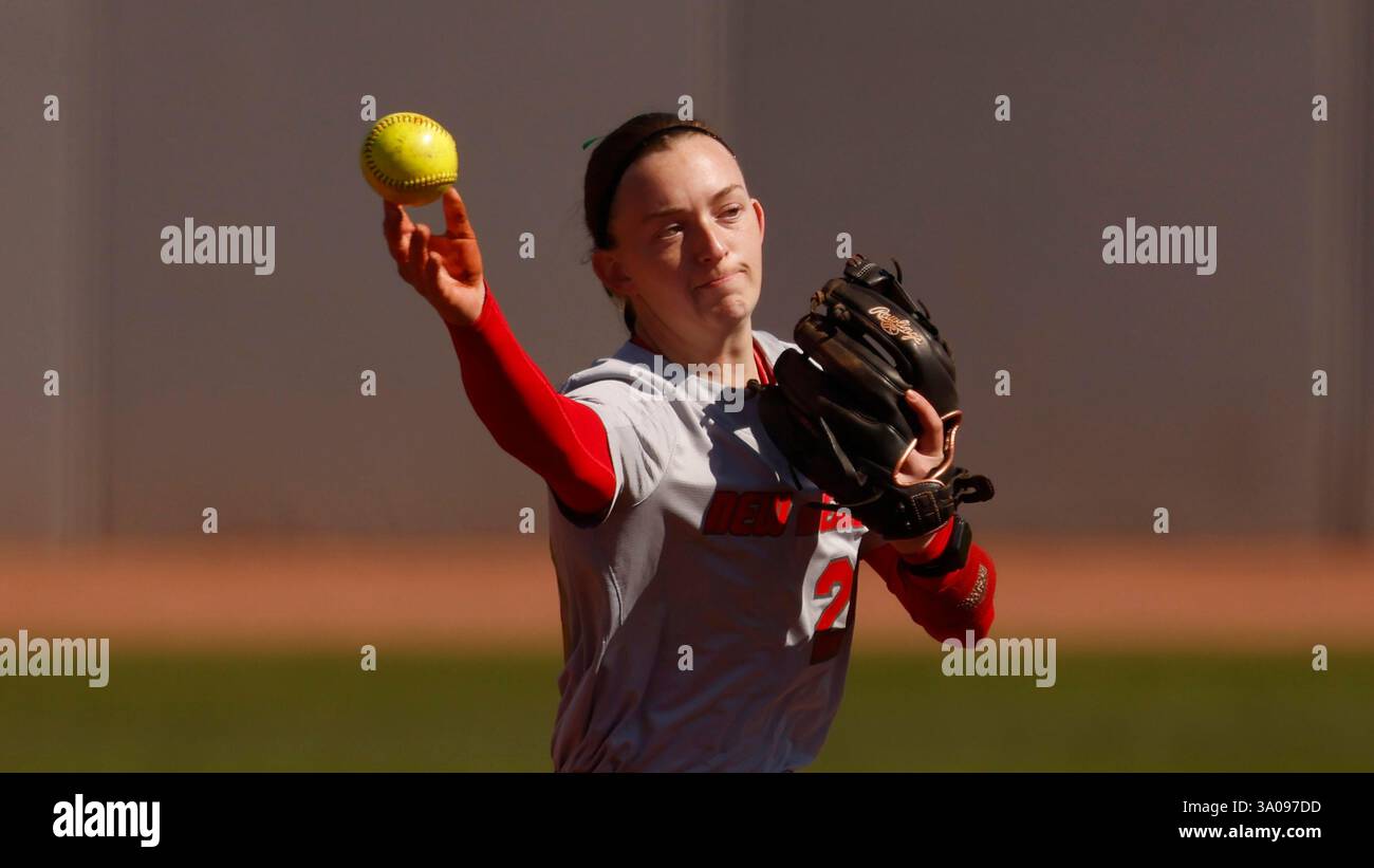 New Mexico infielder Emma Bramson (20) during an NCAA softball game ...