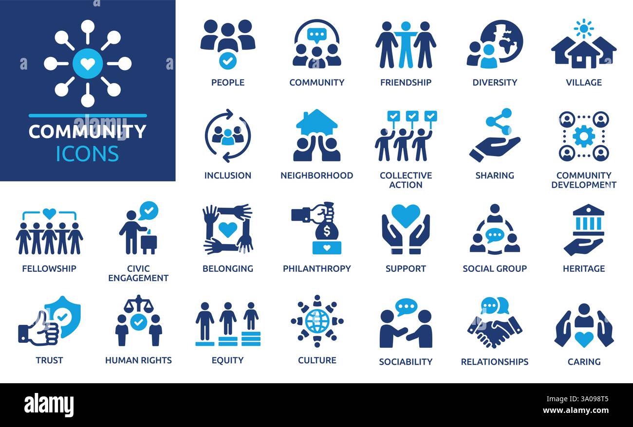 Community icon set. Containing people, friendship, social, diversity ...