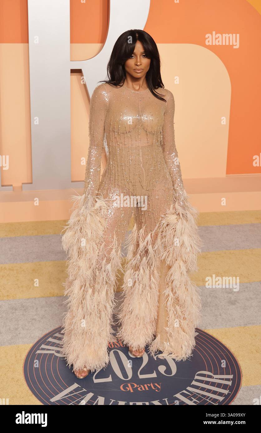 Ciara attends the 2025 Vanity Fair Oscar Party at Wallis Annenberg ...