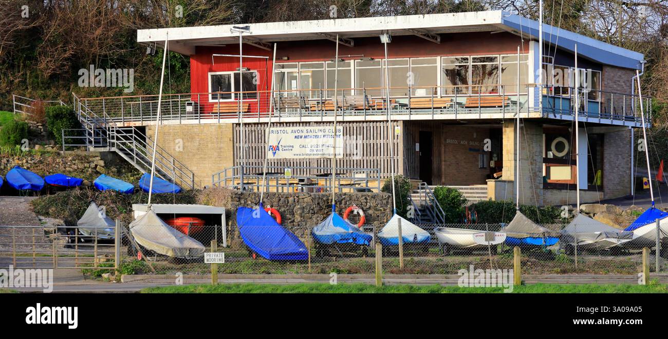 Bristol Avon Sailing Club house on the banks of the river Avon at Mead ...