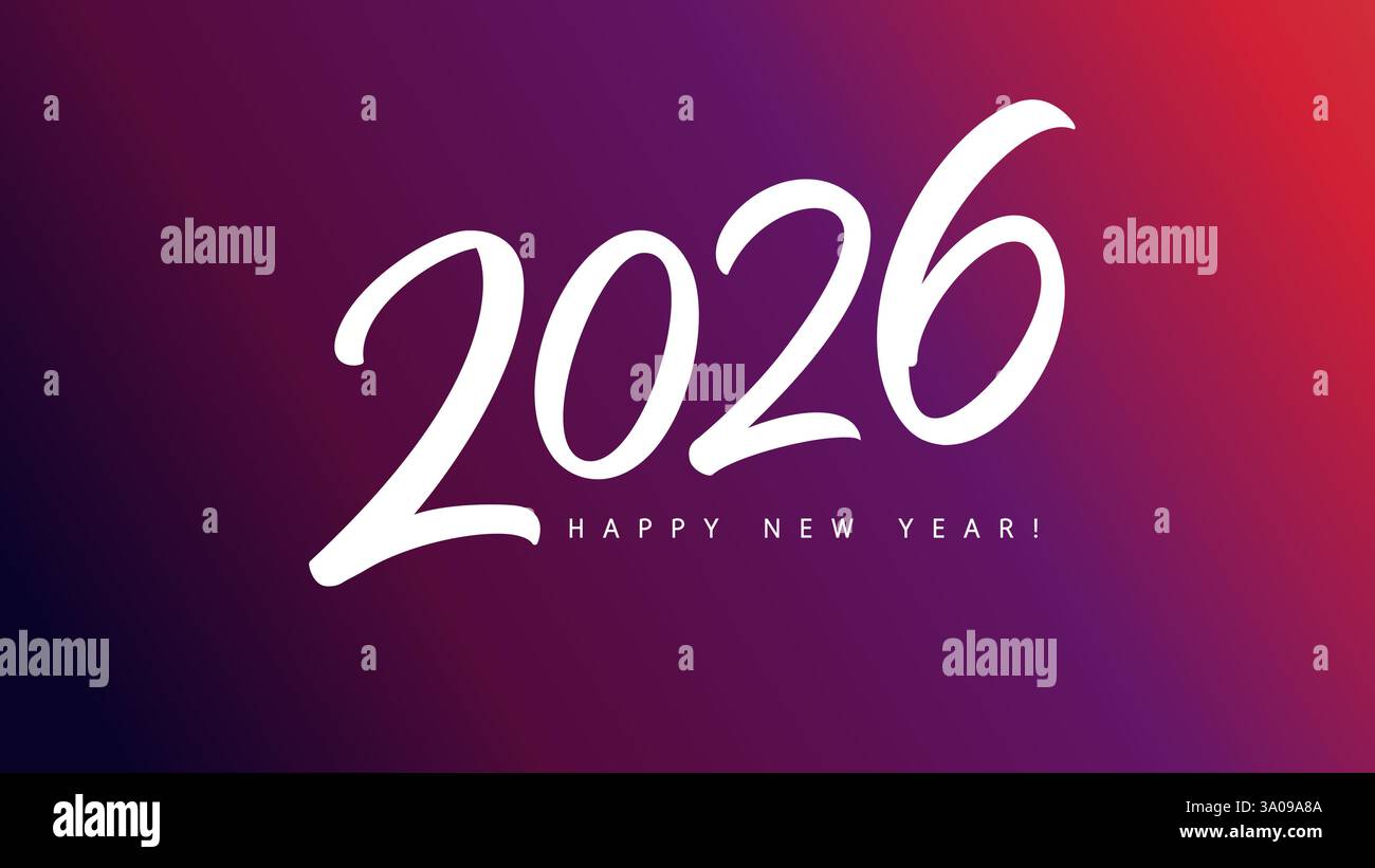 2026 calligraphy web slide. Vector concept Happy New Year logo 2026 with elegant lettering for ...