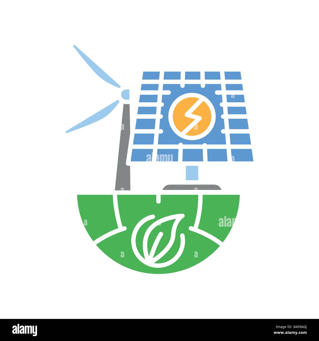 Transition to renewable energy flat icon. Vector isolated element. Editable stroke Stock Vector ...