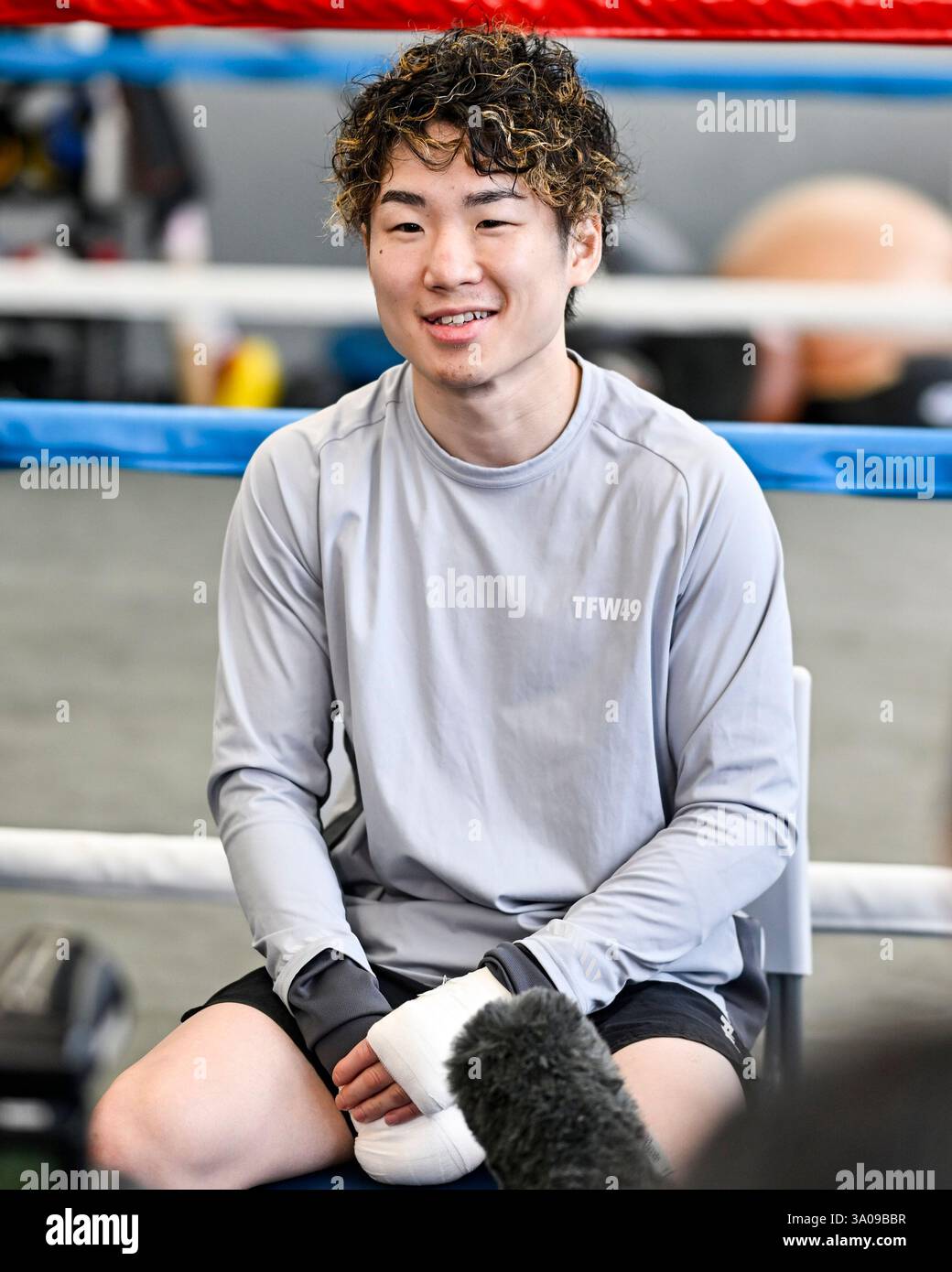 Kenshiro Teraji, WBC flyweight champion of Japan during a public workout in Tokyo, Japan on ...
