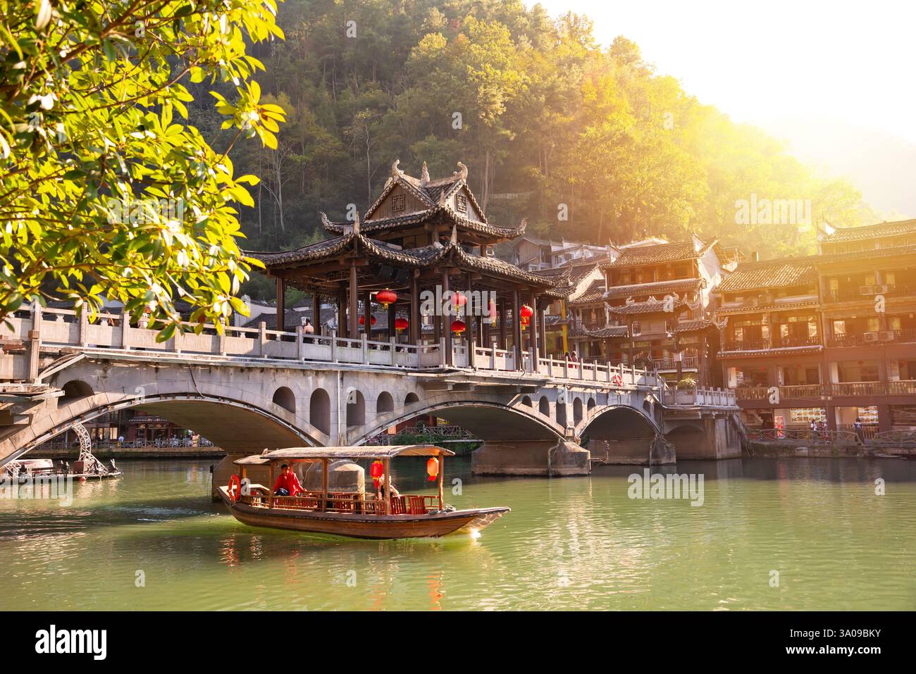 Old bridge in Fenghuang ancient town, China. Traditional chinese wooden ...