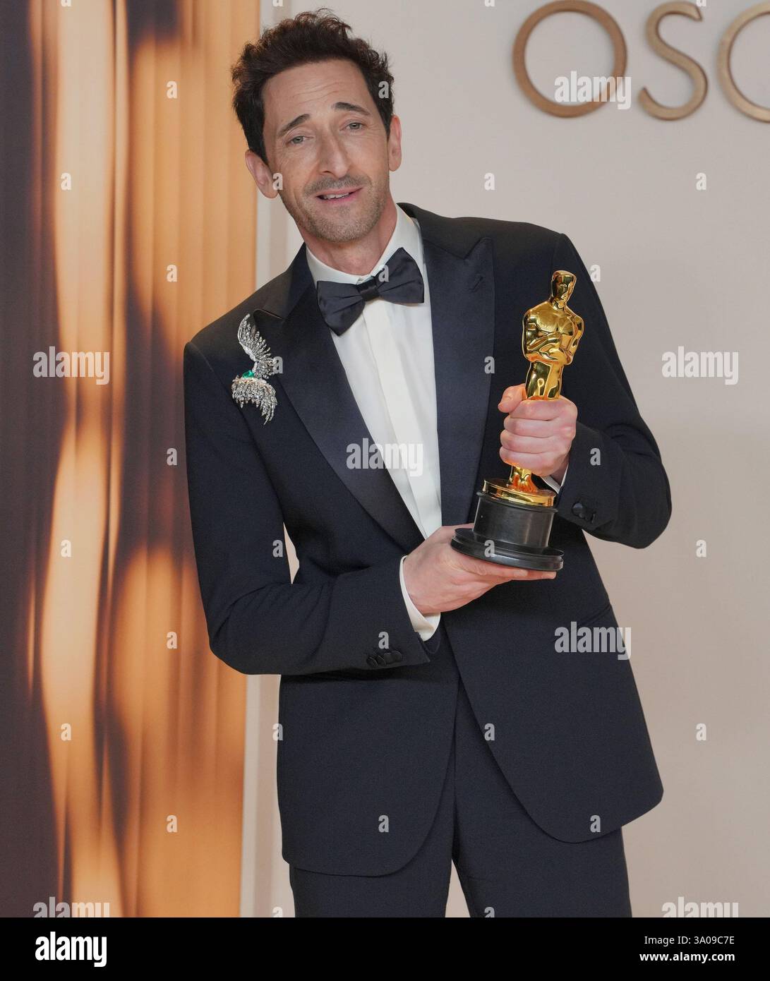 Adrien Brody, winner of the Best Actor in a Leading Role for “The Brutalist”, posing in the ...