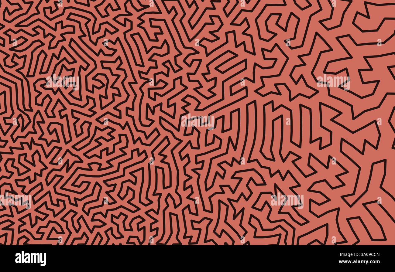 Abstract background with black zig zag stroke. Orange or brown wallpaper with bold geometric ...