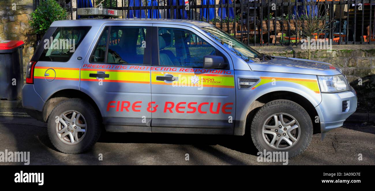 Silver grey Fire and Rescue emergency services vehicle at a training ...