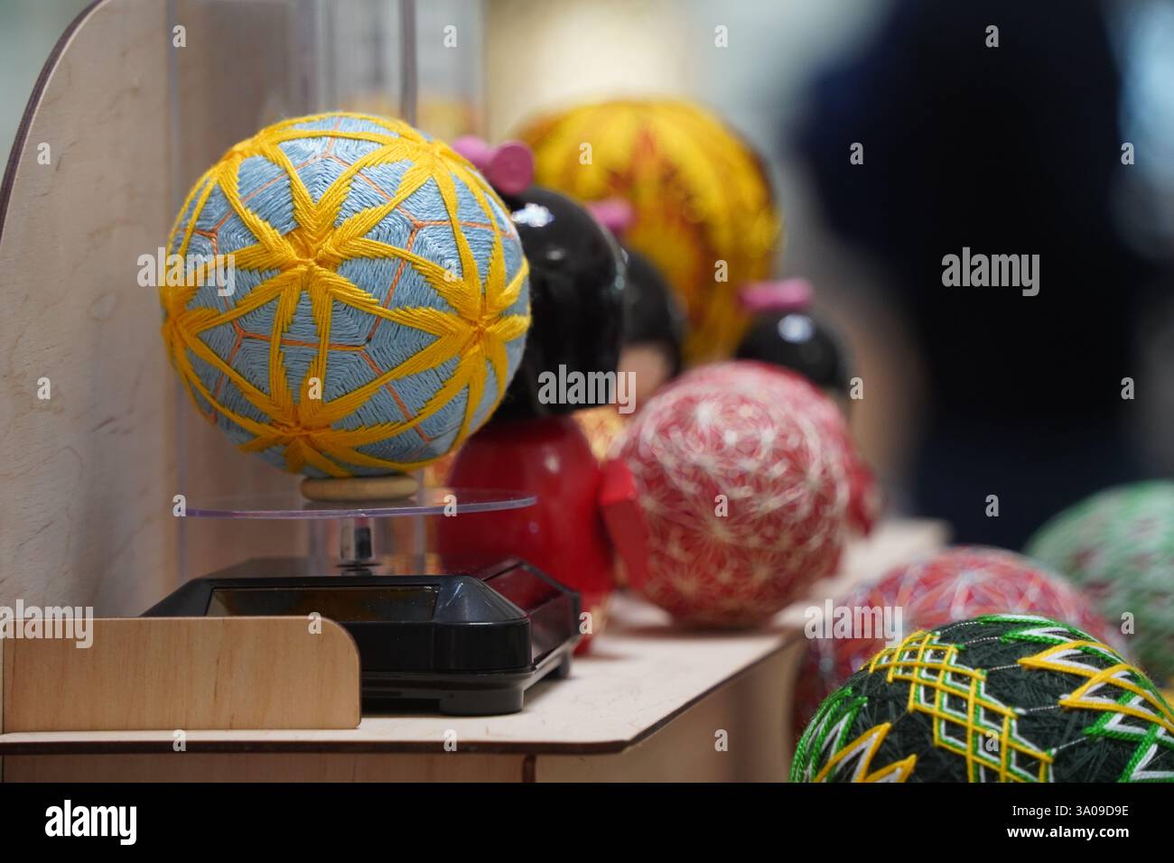 Temari. Traditional Japanese souvenir balls. Craft fair Stock Photo - Alamy
