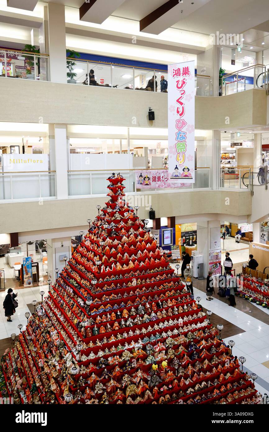 Saitama, Japan. 03rd Mar, 2025. A big 7-meter-tall doll pyramid is on ...