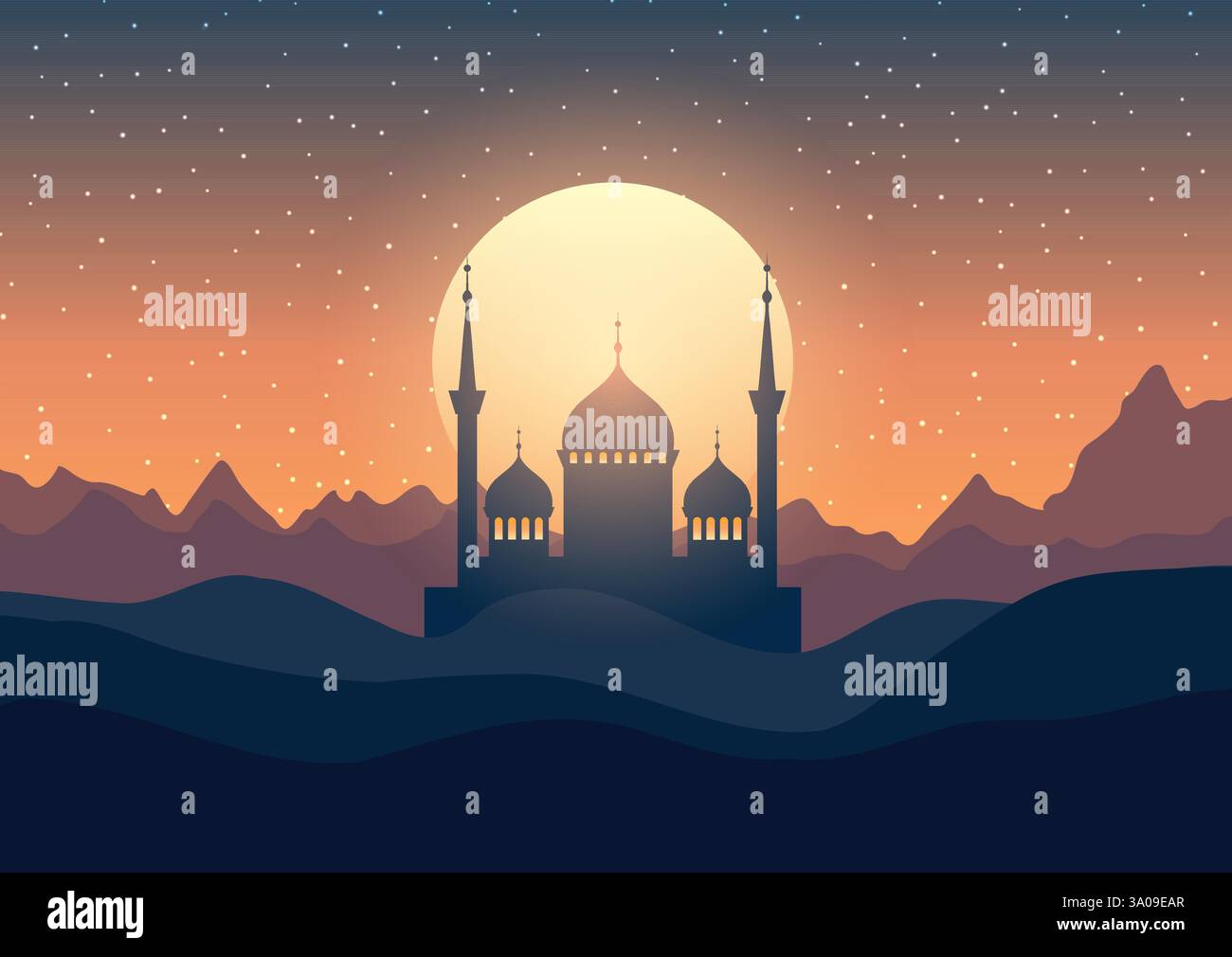 Ramadan landscape background sunset Stock Vector Images - Alamy