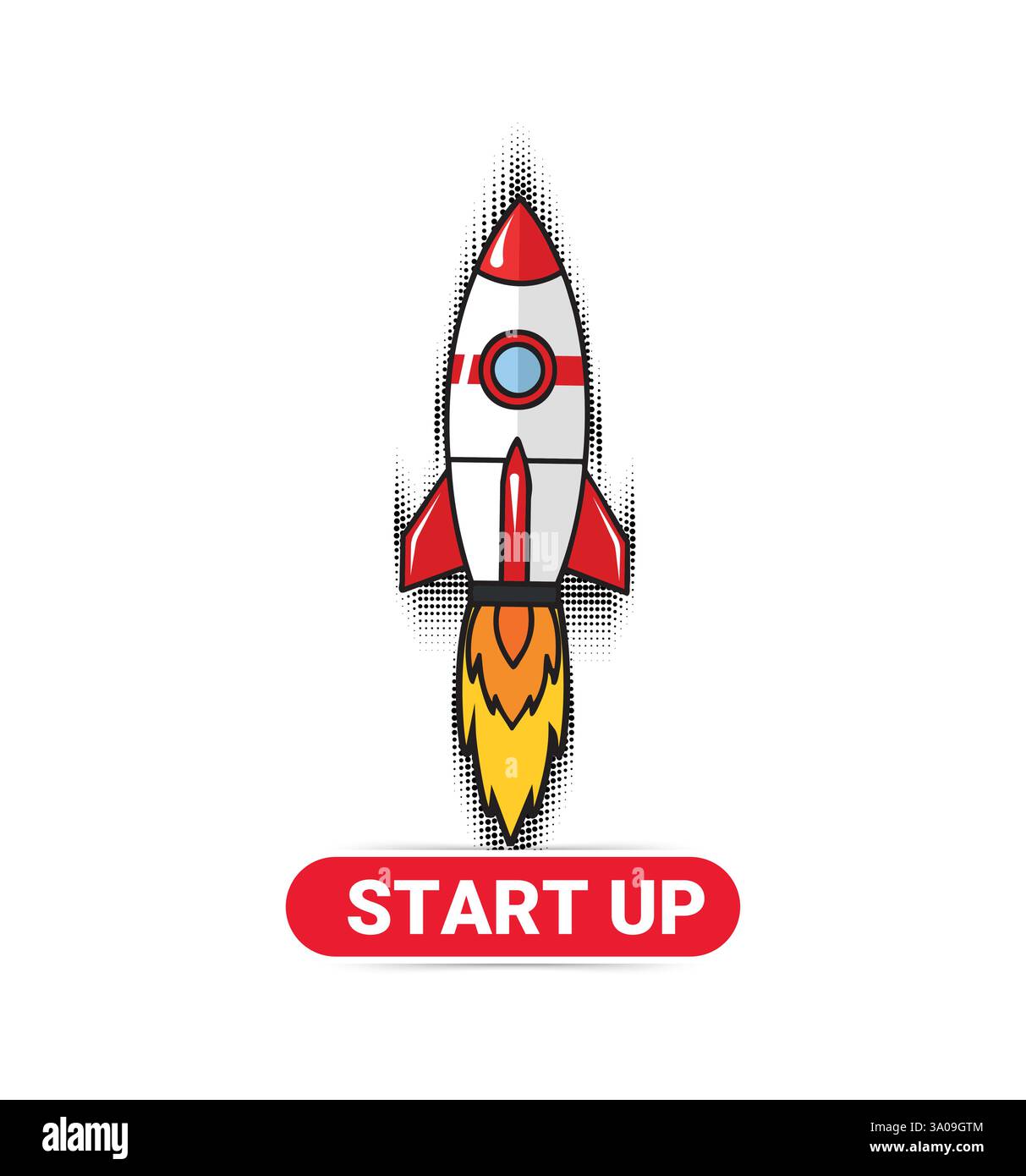 Business startup icon with Rocket launch in comic flat style Stock Vector Image & Art - Alamy