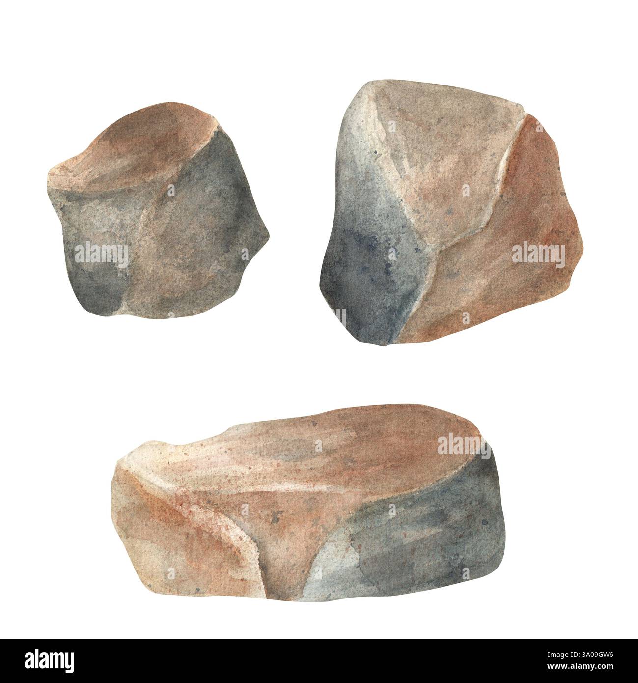 A bundle of stone rocks. Gray and brown textured boulders, cobblestones ...