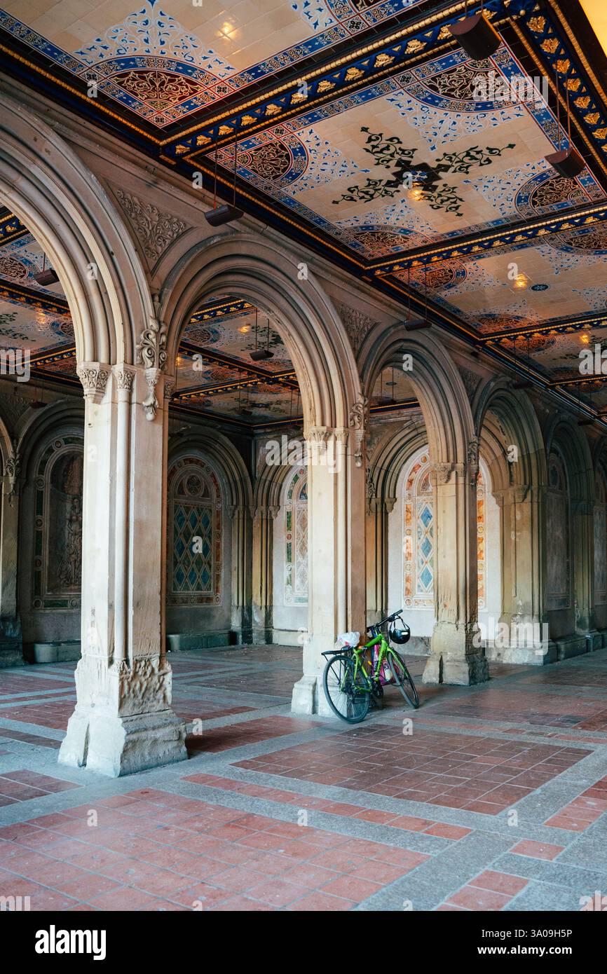 Central Park's historic arcade in Manhattan features artistic ce Stock ...