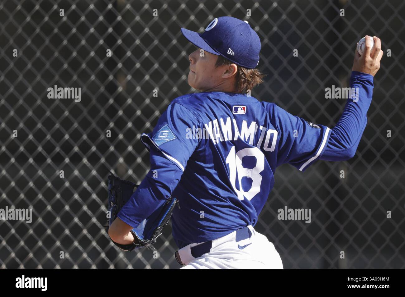 Los Angeles Dodgers pitcher Yoshinobu Yamamoto throws a bullpen session ...