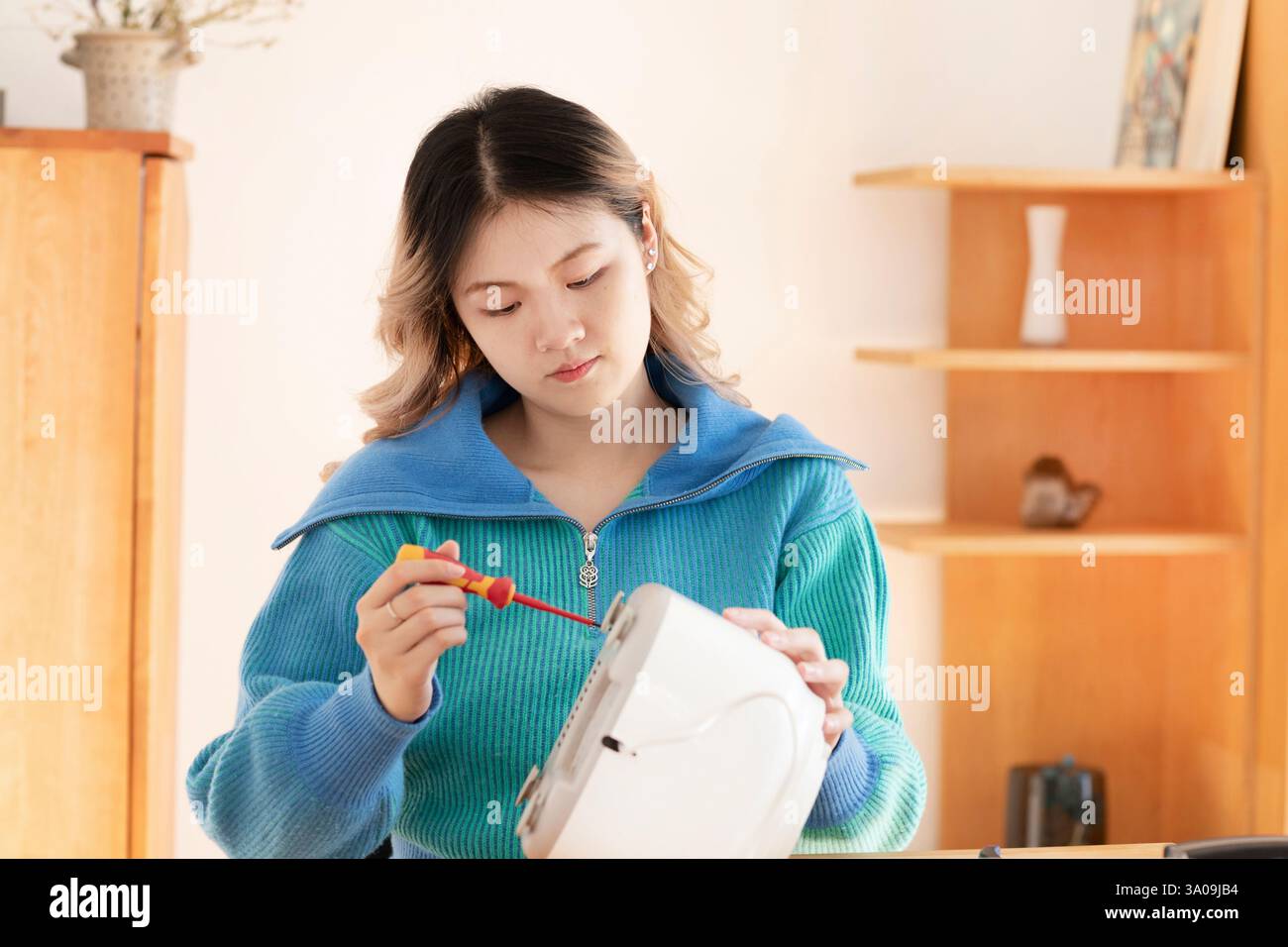 Repair work home woman hi-res stock photography and images - Alamy