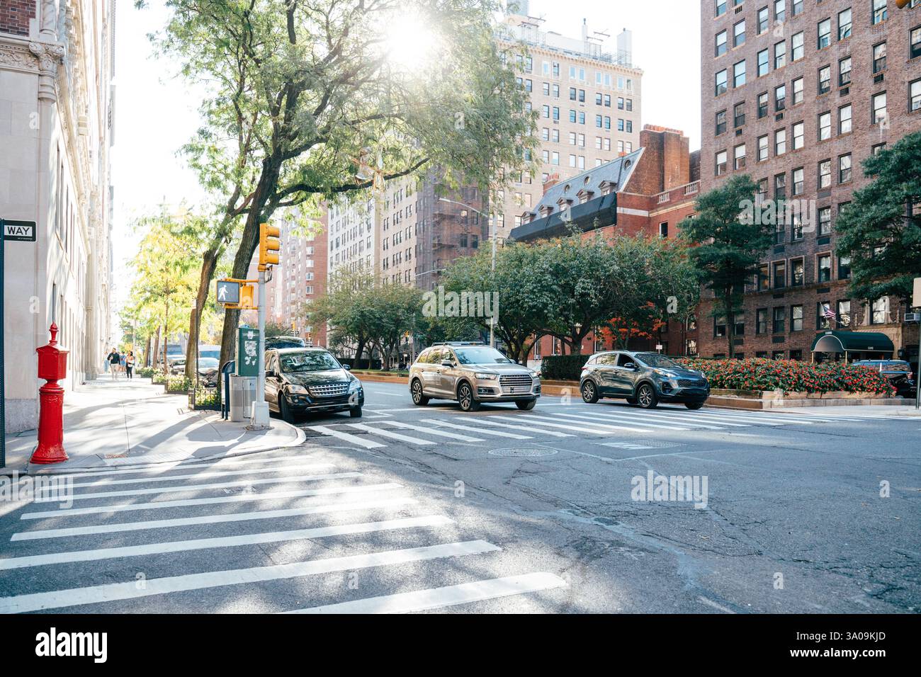 Busy street in Upper East Side, Manhattan, showcasing daily life Stock ...