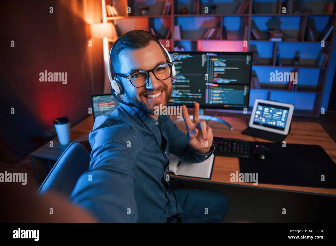 Intelligent handsome programmer working hi-res stock photography and ...