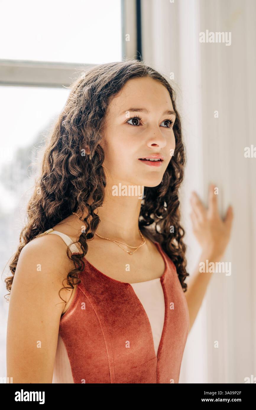 Close-up portrait of a ballet dancer in soft natural window light Stock ...