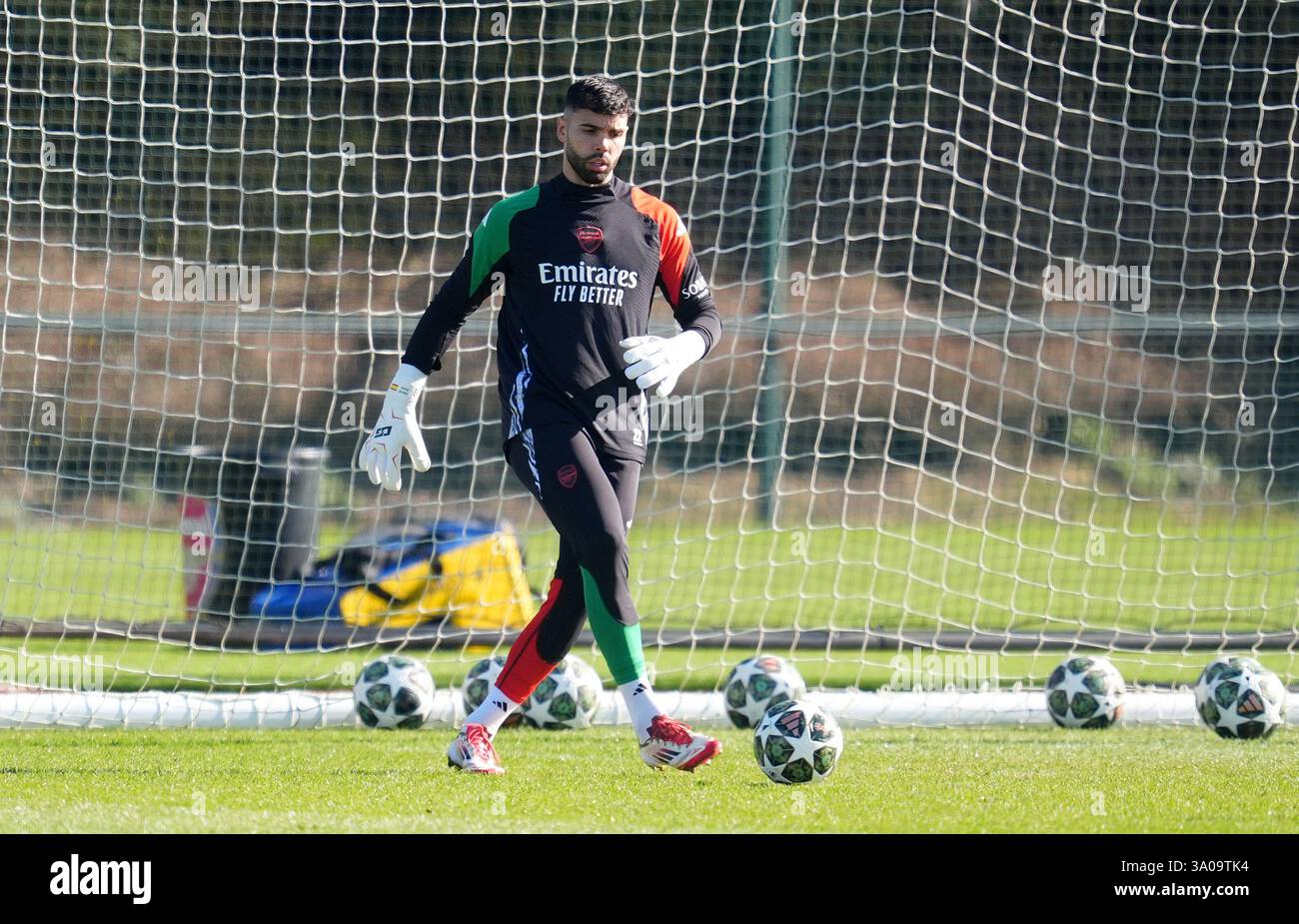 Arsenal goalkeeper David Raya during a training session at at the Sobha ...