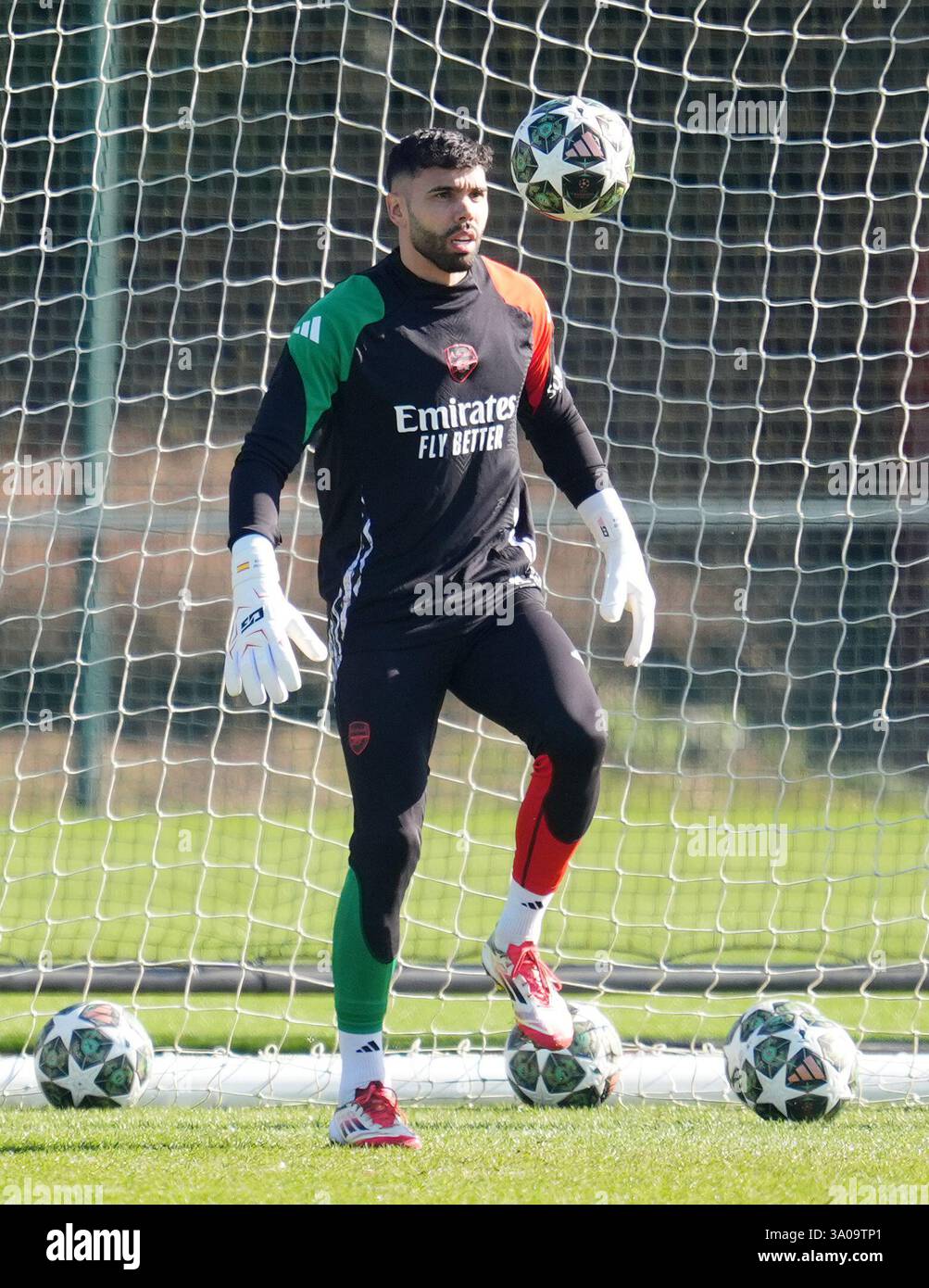 Arsenal goalkeeper David Raya during a training session at at the Sobha ...