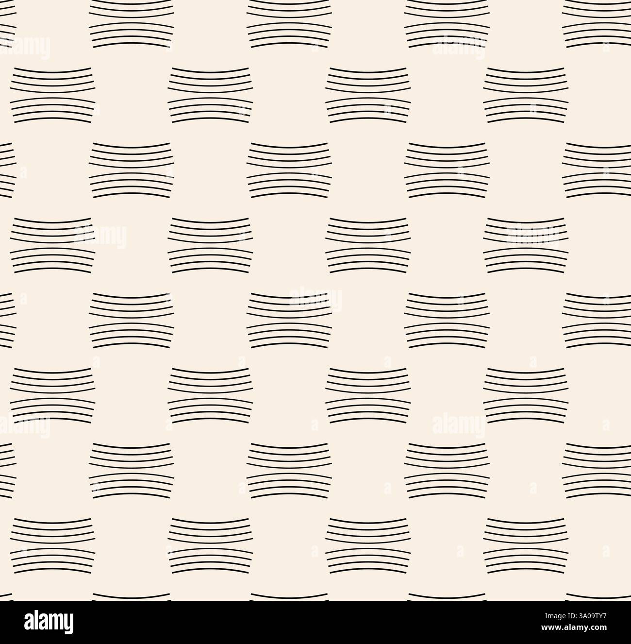 Black arc lines seamless patterns on beige background. Geometric thick ...