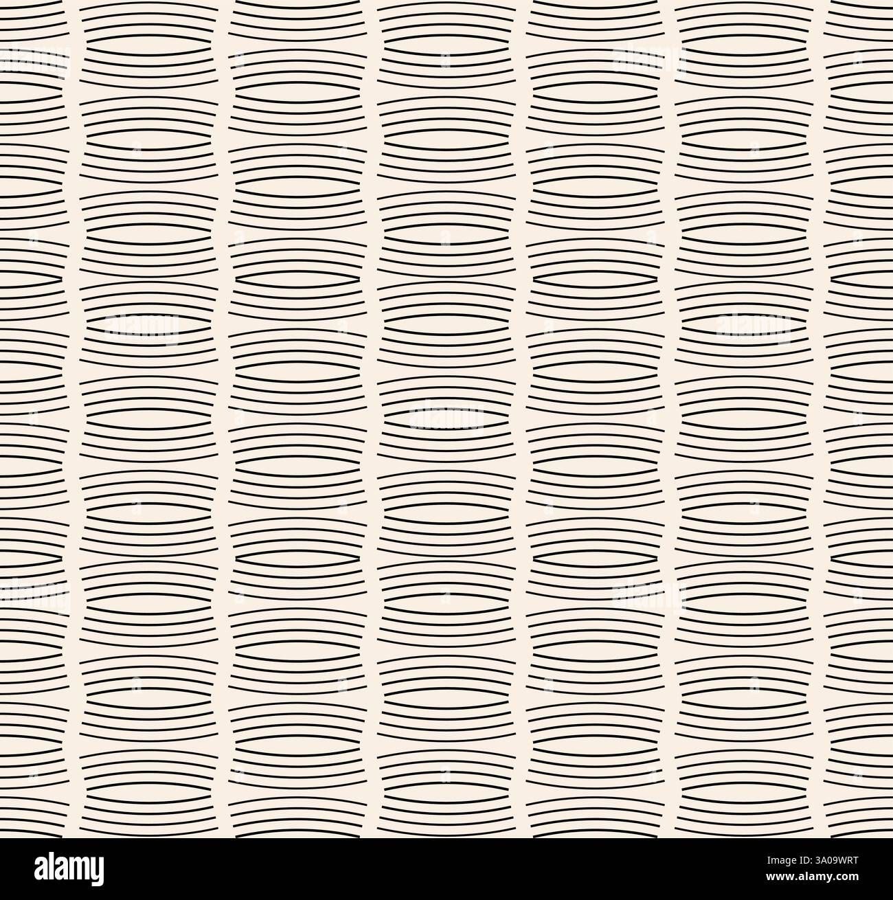 Black arc lines seamless patterns on beige background. Geometric thin ...