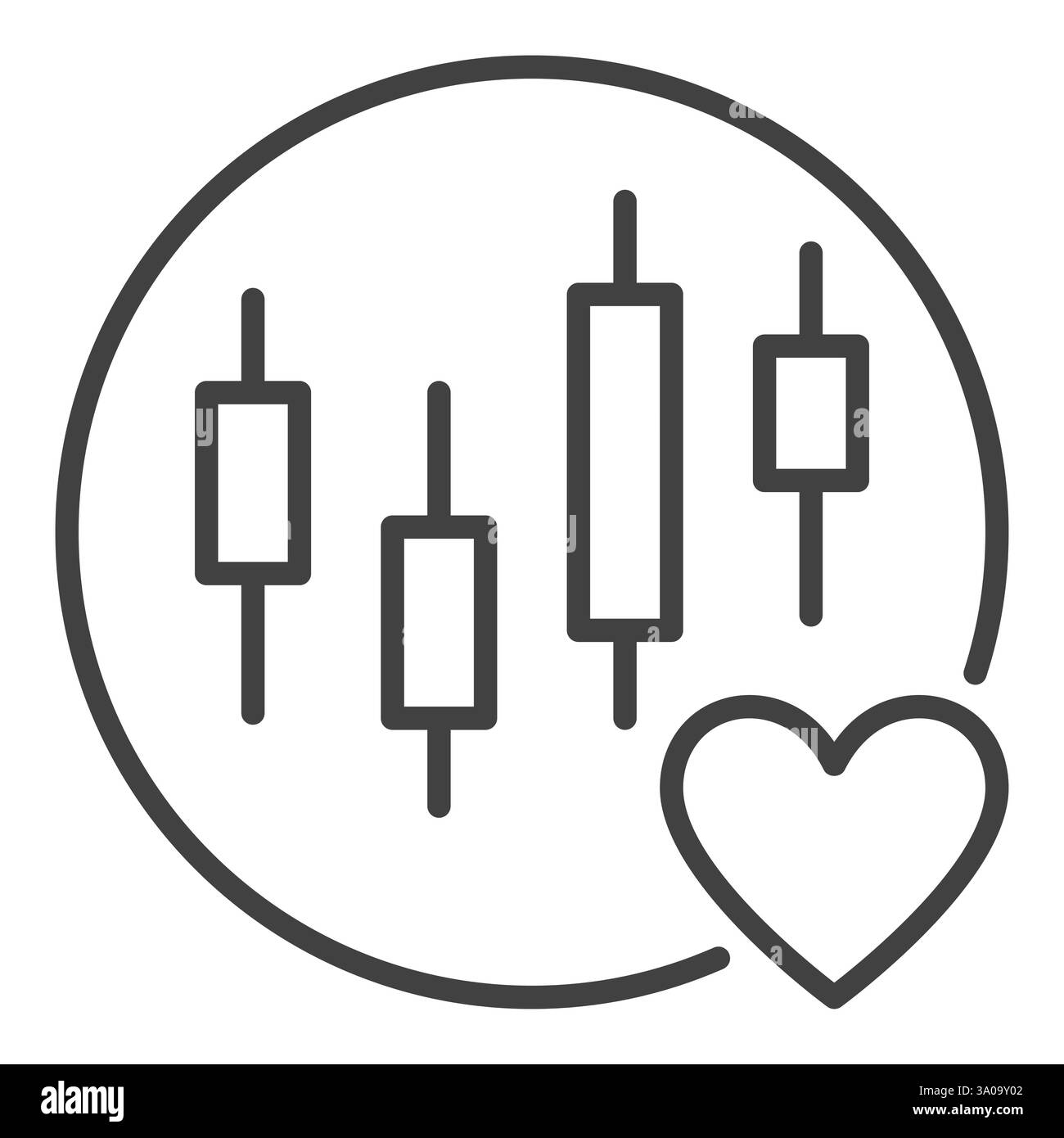 Candlestick Chart and Heart inside Circle vector Financial Passion ...