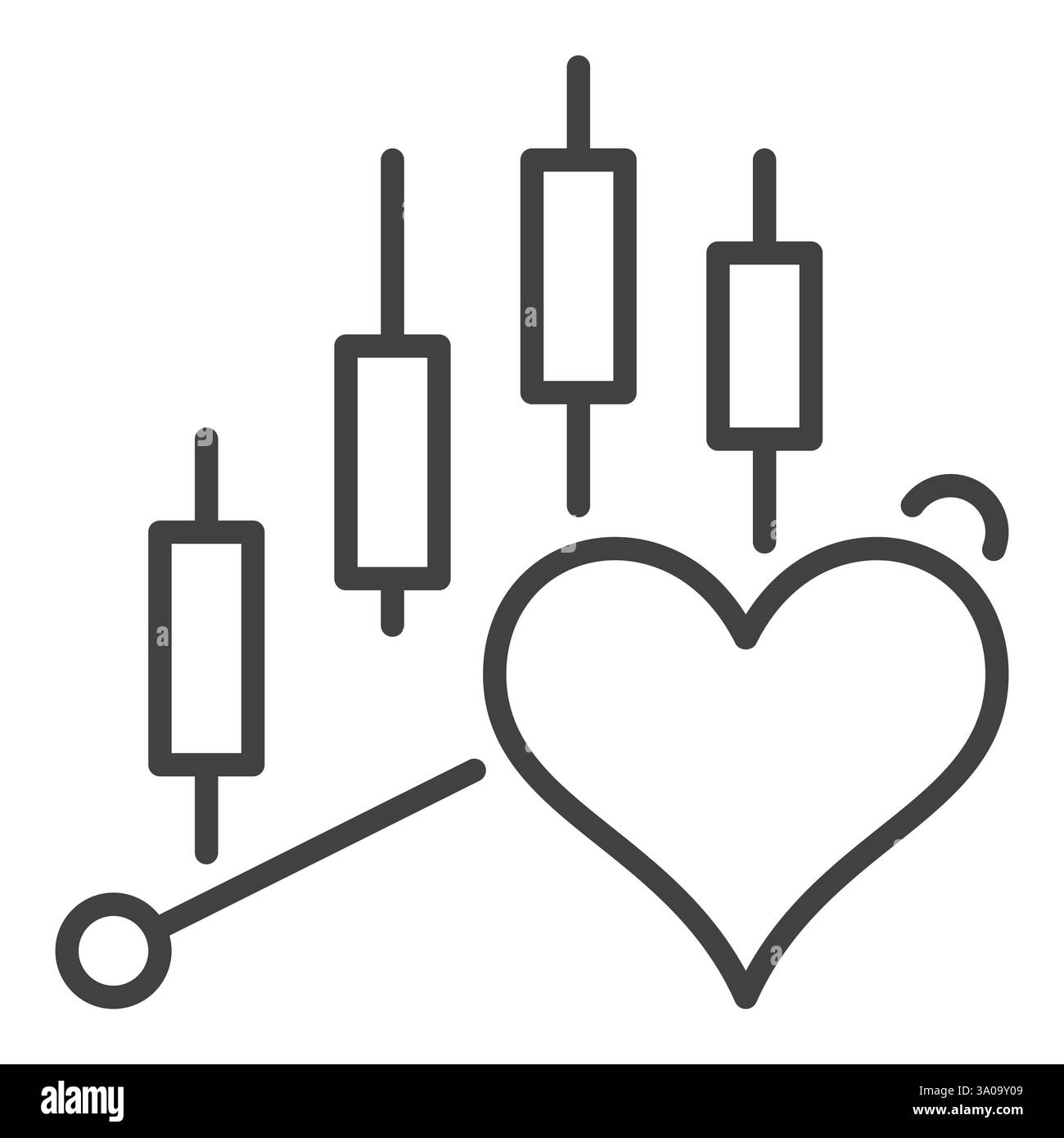Minimalistic Heart over Trading Chart vector Finance and Emotion ...
