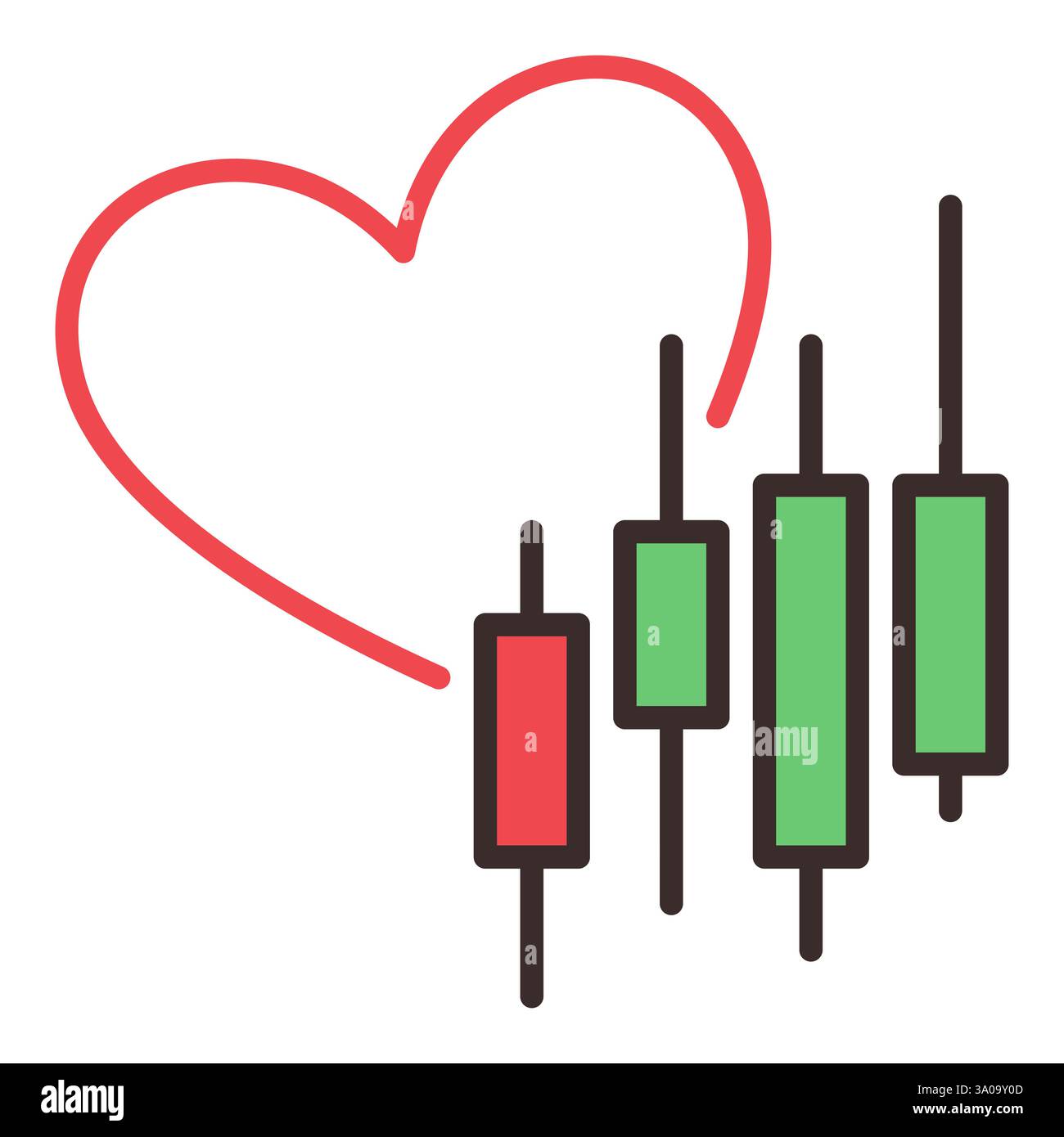 Candlestick Chart with Heart vector Stock Market Trading concept ...