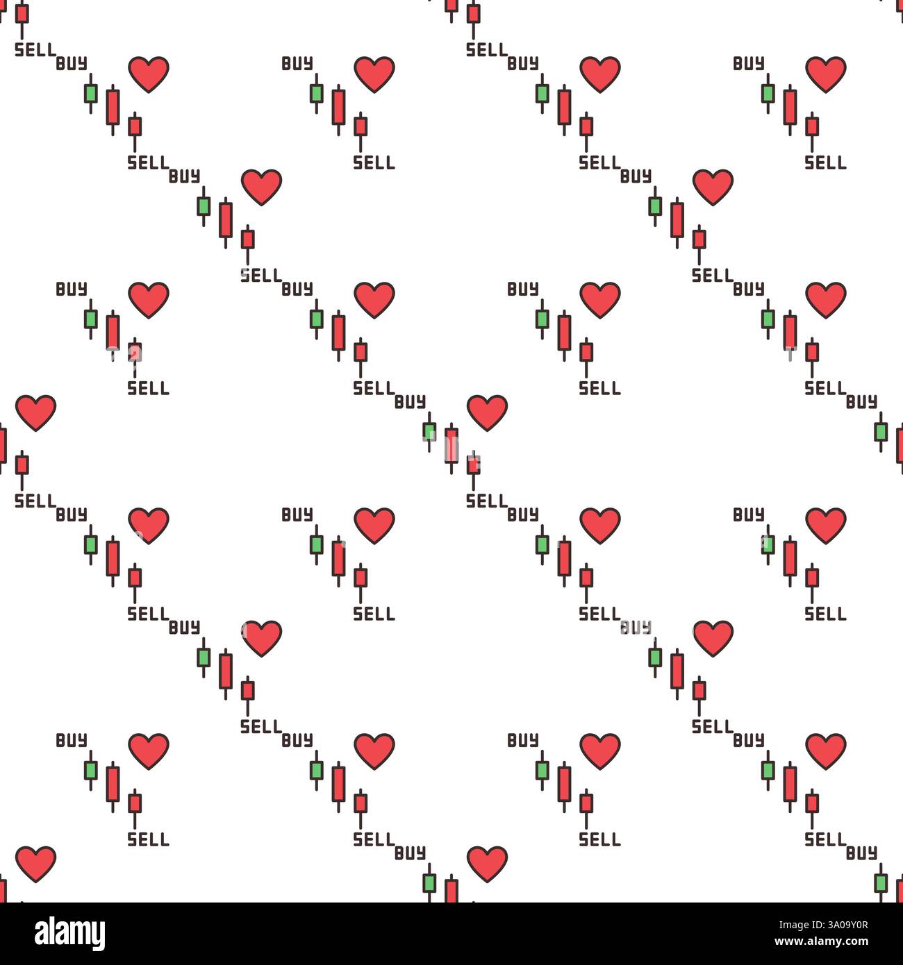 Candlestick Pattern Chart and Heart vector Buy and Sell Trading concept ...