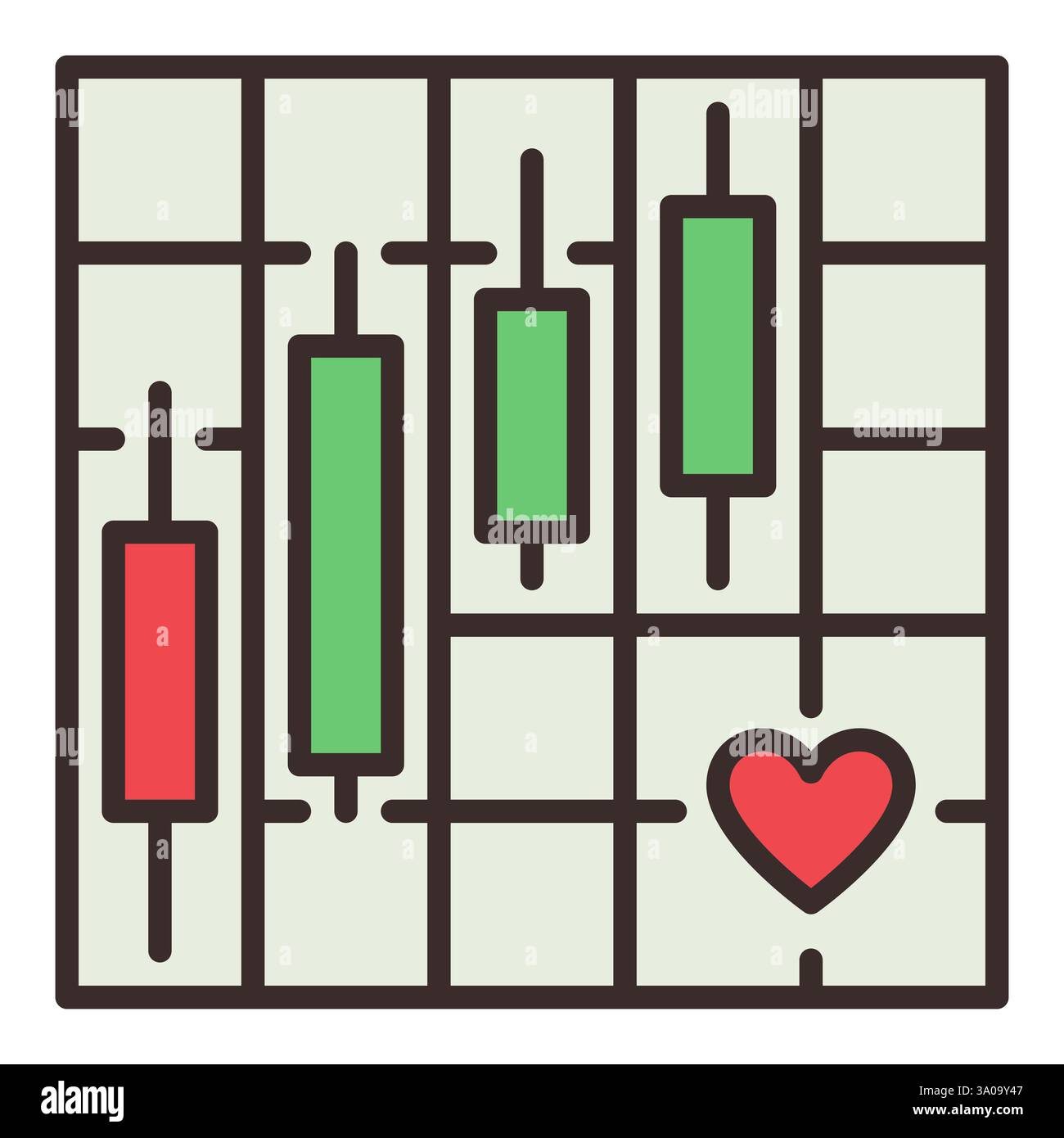 Financial chart with Red Heart vector I Love Investment and Trading ...