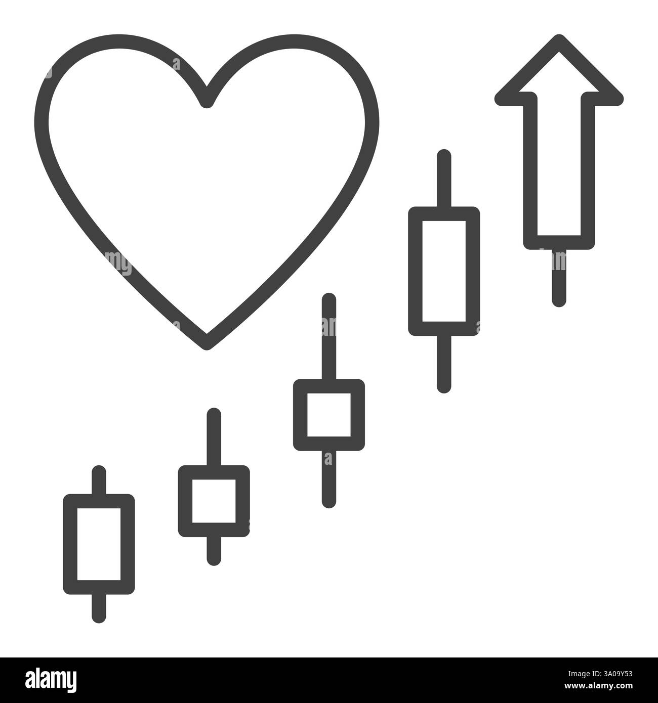 Heart with Market Chart Patterns vector Economic Insights concept ...