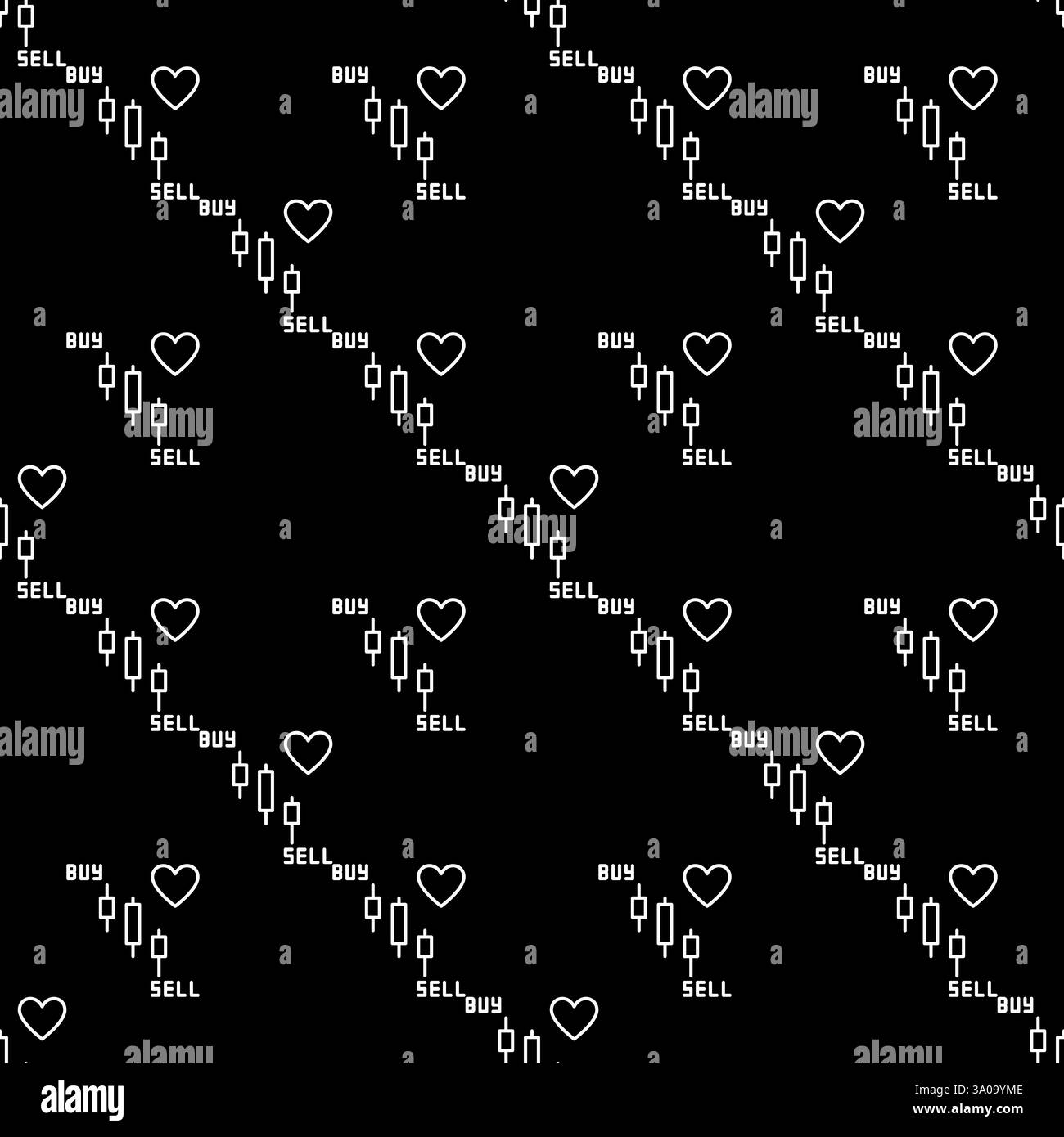 Buy and Sell Candlestick Pattern Chart and Heart vector concept linear ...