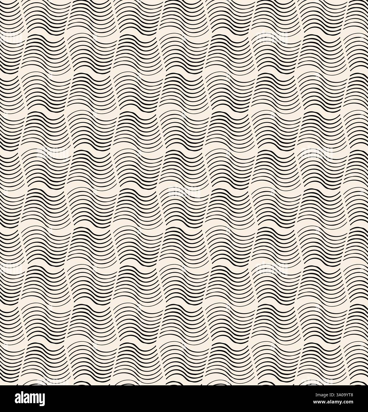 Black wavy uneven lines seamless patterns on beige background ...