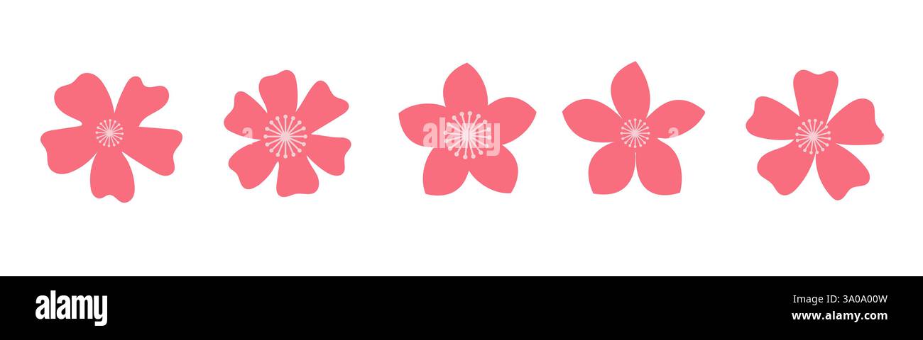 Cherry Blossom Flower Icon Set Stock Vector Image & Art - Alamy