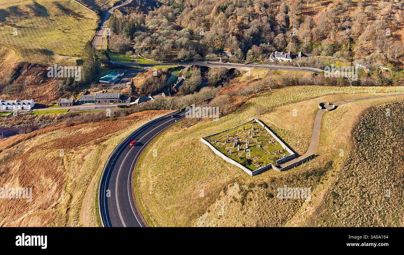 Berriedale Braes Caithness Scotland bridge and steep hairpin bends of ...
