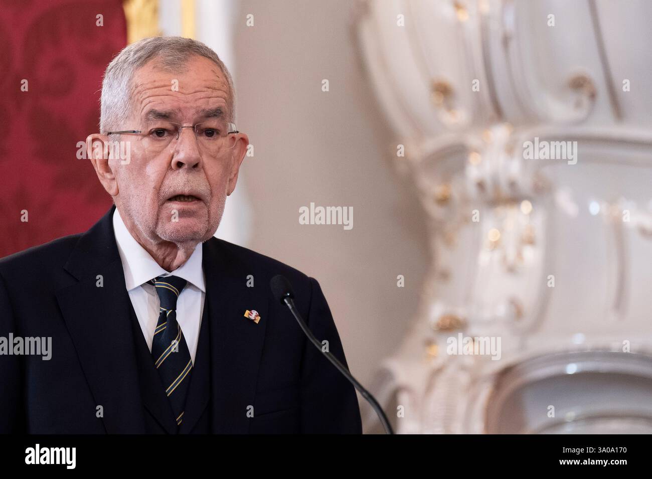 Austrian President Alexander Van der Bellen speaks during the swearing ...