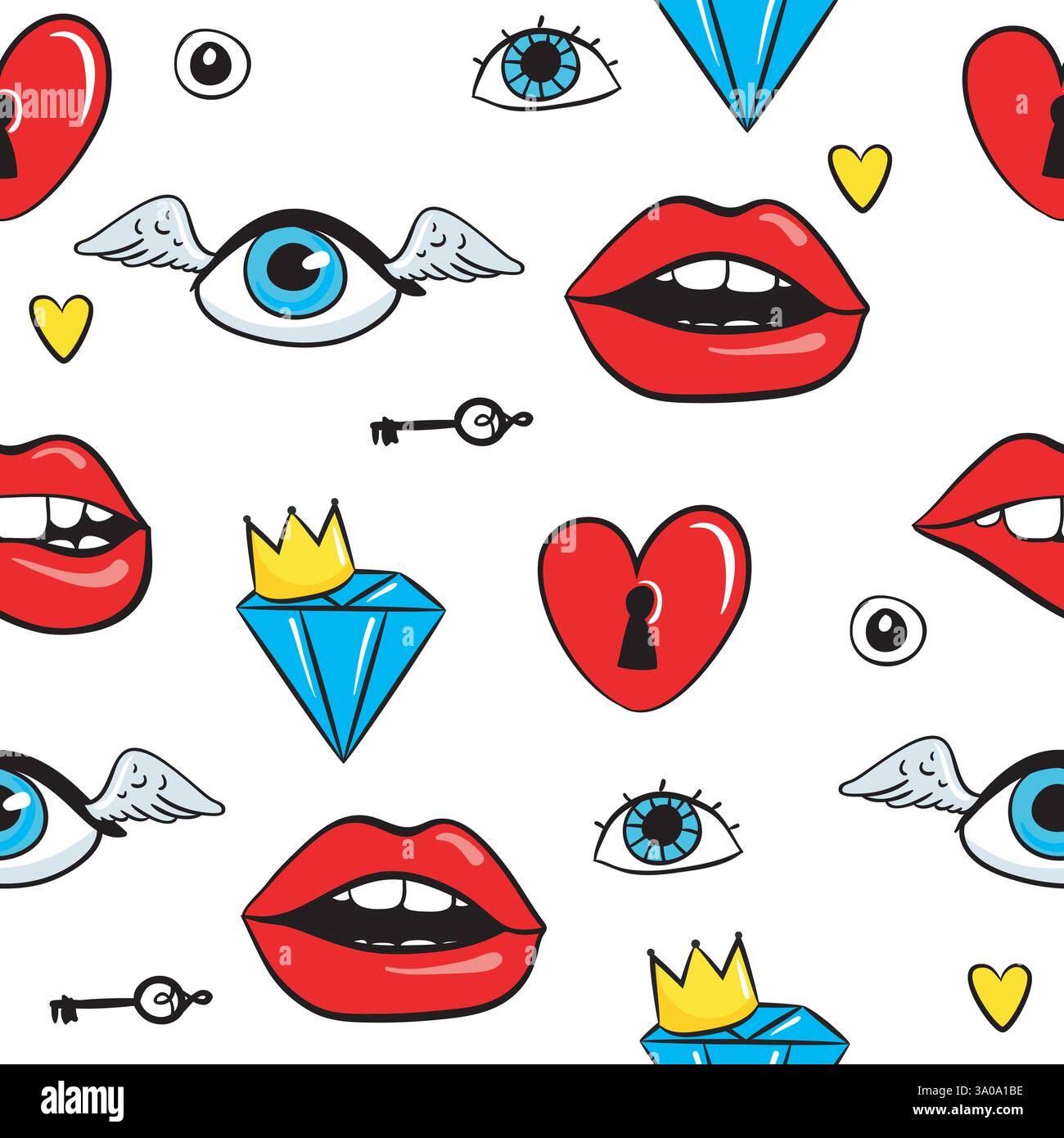 Fashion patch badges with lips, seyes, diamonds and other elements ...