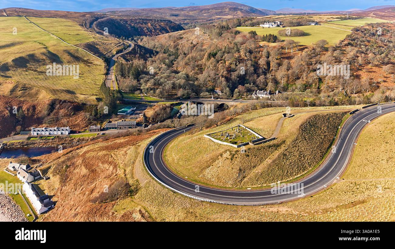Berriedale Braes Caithness Scotland houses the bridge and steep hairpin ...