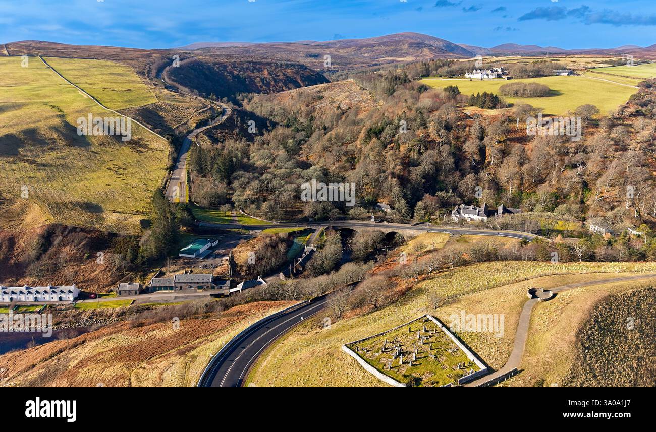 Berriedale Braes Caithness Scotland steep hairpin bends of the A9 main ...