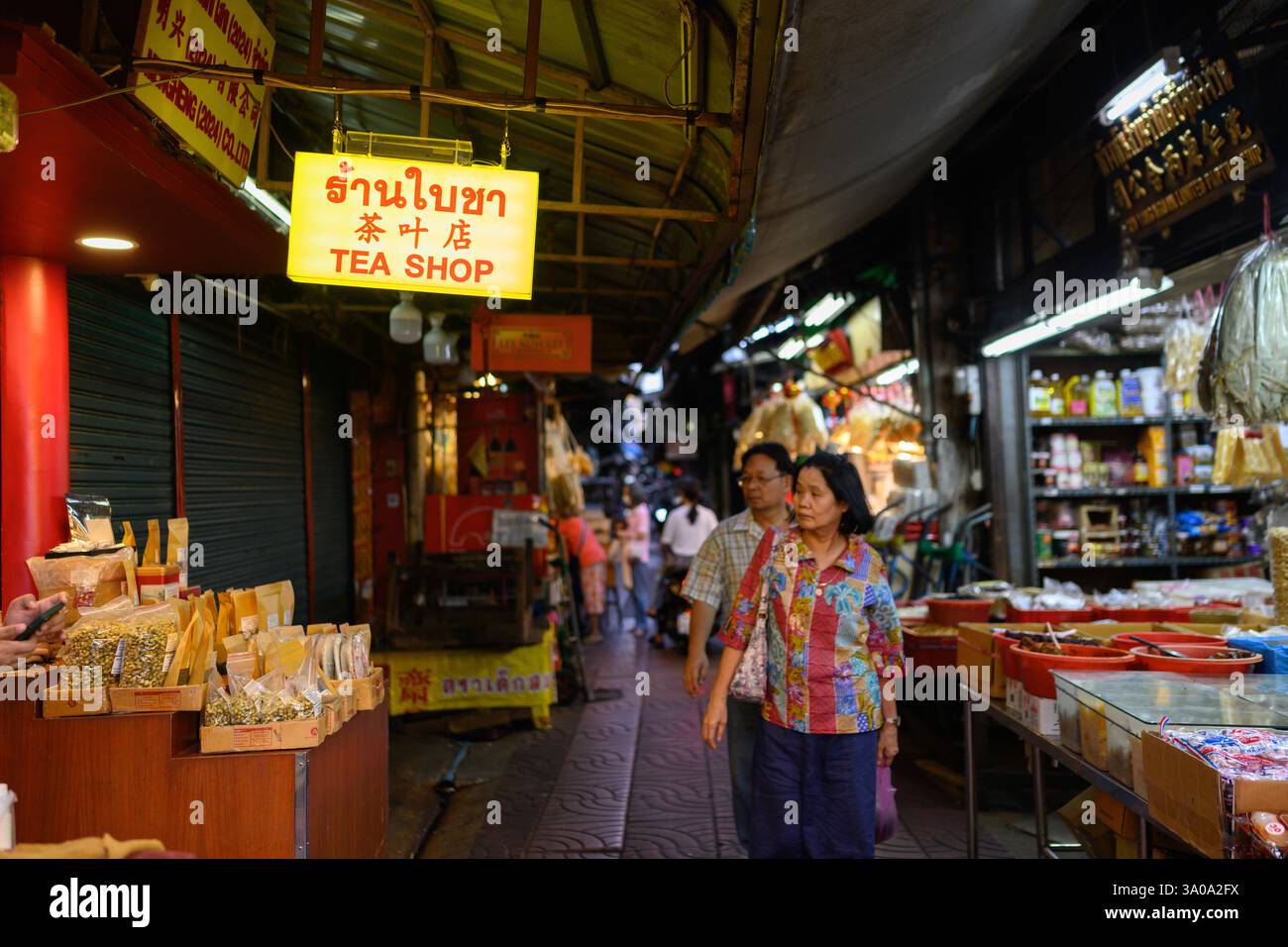 Bangkok, Thailand. February 18th 2025. A sign for a Chinese Tea Shop in ...