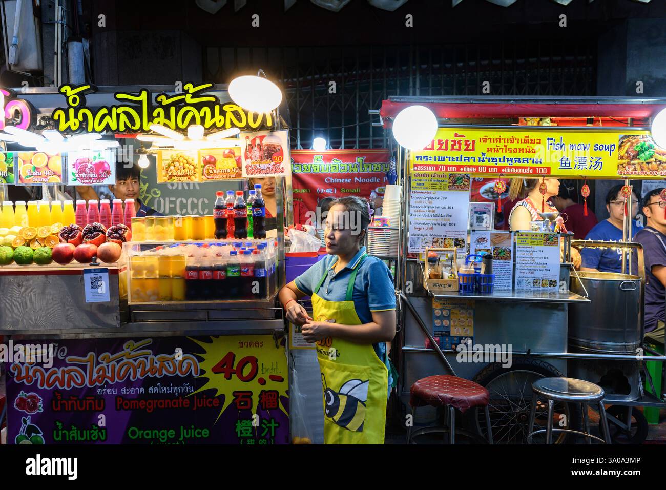 Bangkok, Thailand. February 18th 2025. Street food stalls selling fresh ...