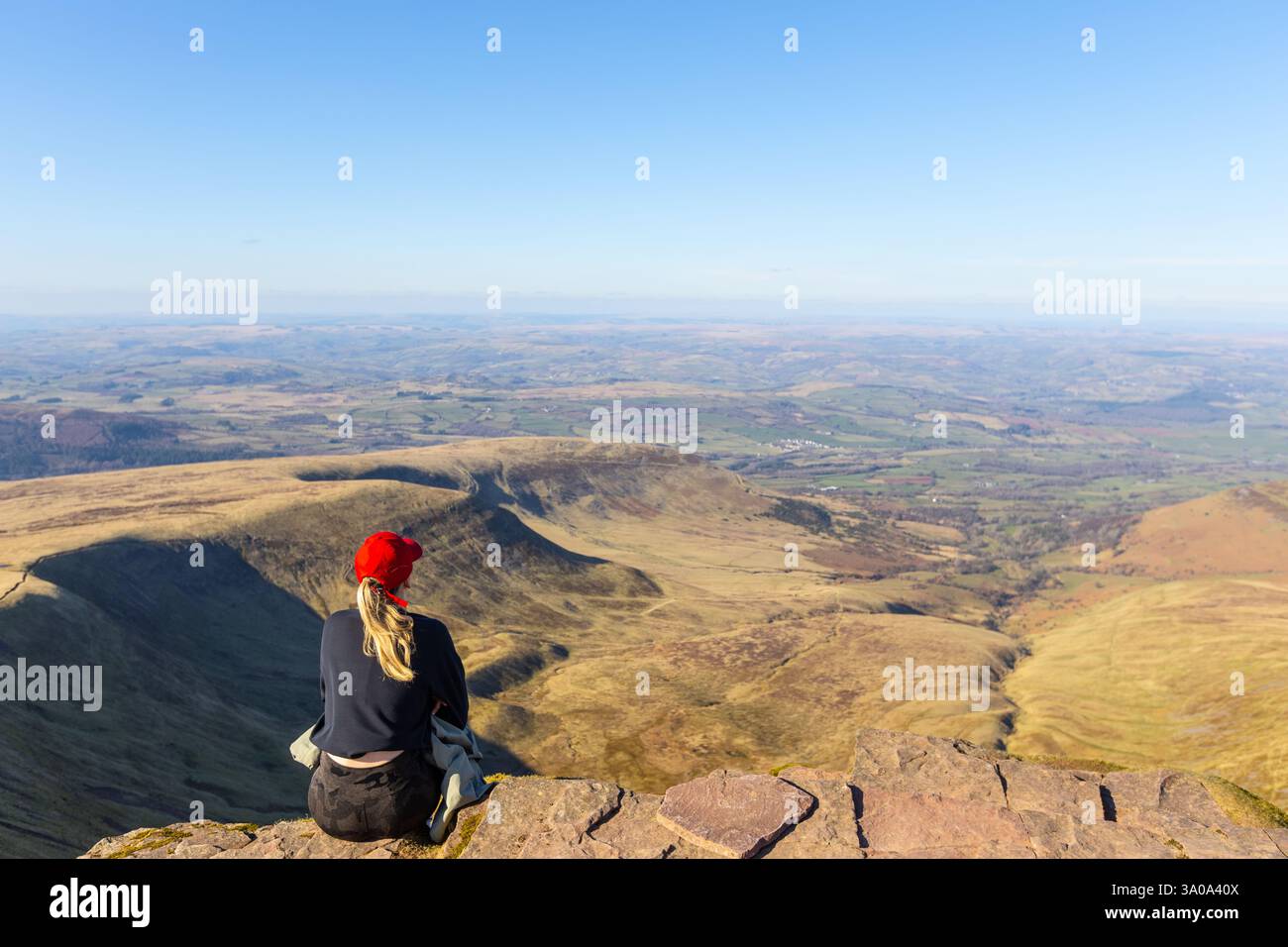 The view from the peak of Pen y fan, the highest peak in the Brecon ...