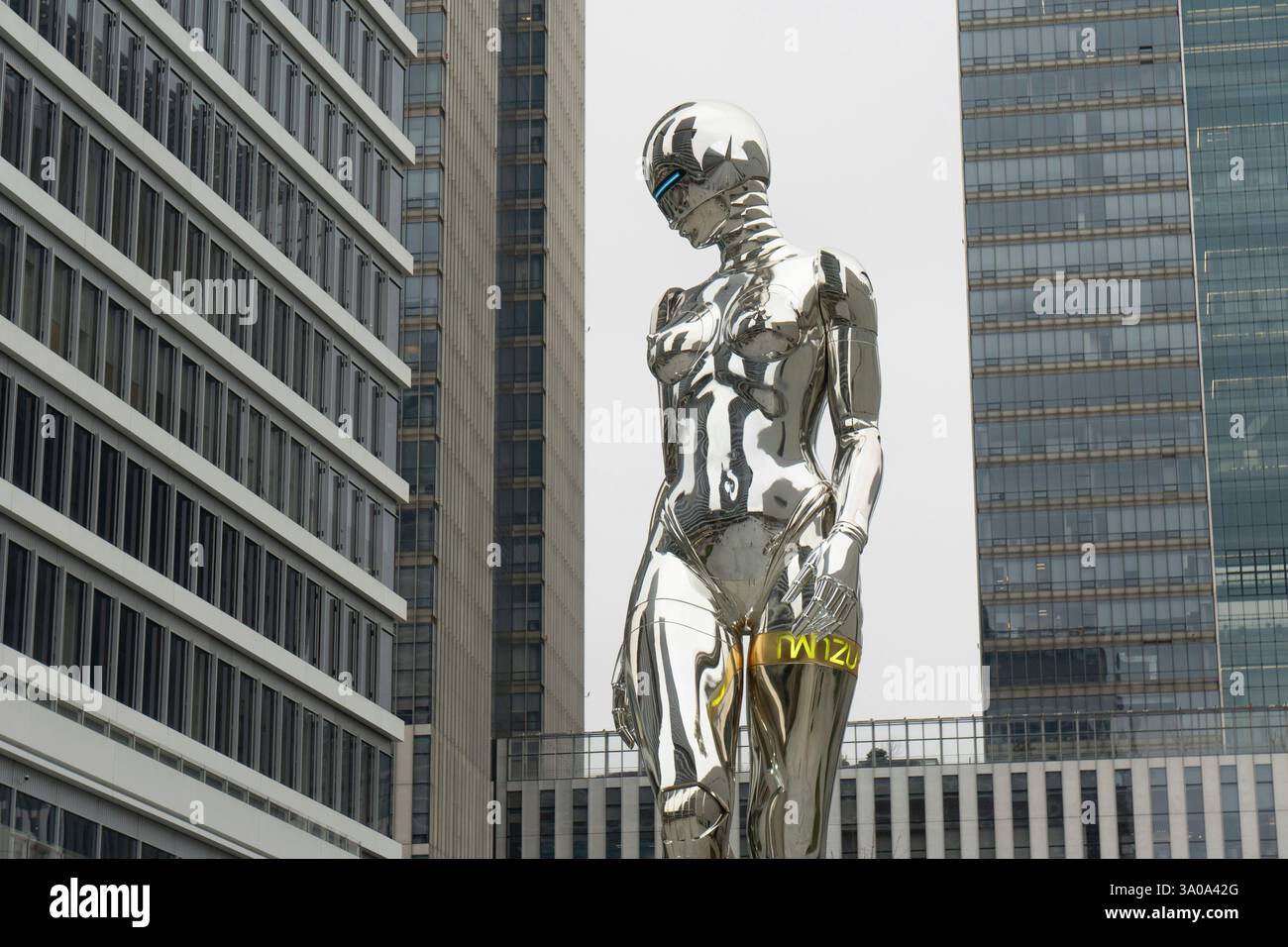 A view of a 12-meter-tall gynoid art installation designed by Japanese ...