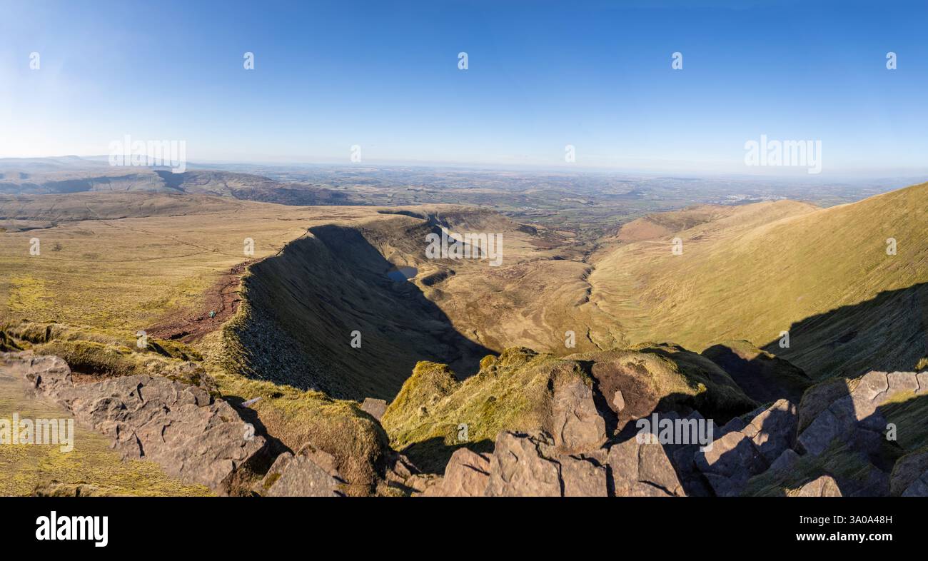The view from the peak of Pen y fan, the highest peak in the Brecon ...