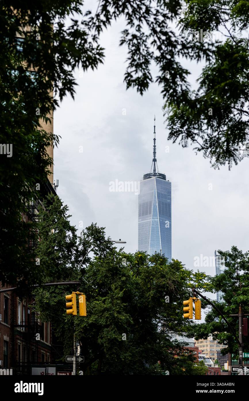 Beautiful portrait image of the World Trade Center, amidst the trees ...